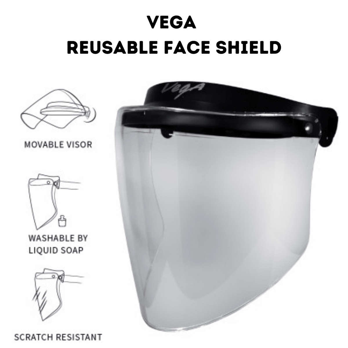 Vega Face Shield - Reusable Face Protector Shield